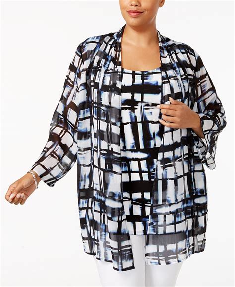 Jm Collection Plus Size Printed Layered Look Top Created For Macys