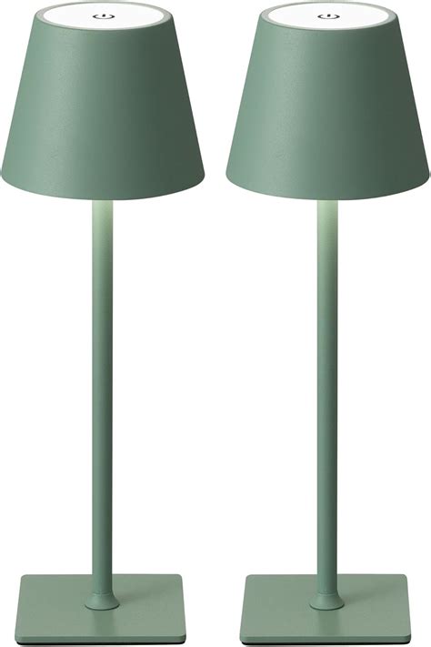 Kdg 2 Pack Cordless Green Table Lamps Rechargeable Portable Led Desk