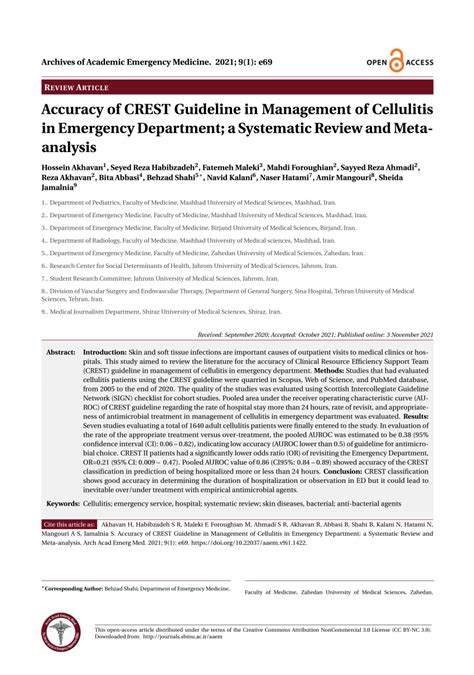 Pdf Accuracy Of Crest Guideline In Management Of Cellulitis In