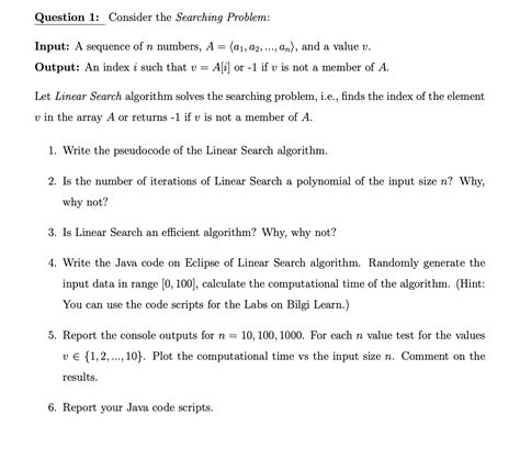 Question 1 Consider The Searching Problem Input A Chegg Com