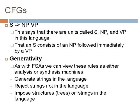 Context Free Grammars Syntax Rules Describing How Words