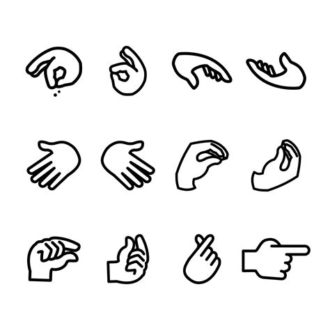 Hand Gesture Line Icons Set Collection Of Hand Gestures Vector
