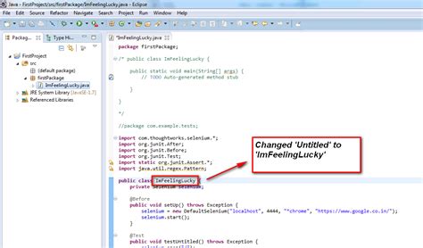 create a junit selenium rc test using selenium ide denno secqtinstien