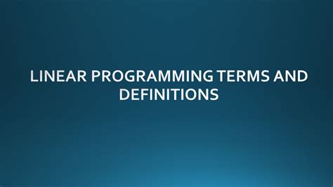 20 Linear Programming Terms And Definitions With Examples Clear