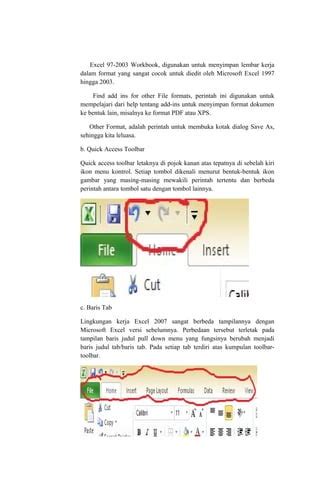 Menu Dan Ikon Microsoft Excel 2007 Doc