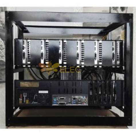 Elecbee Open Air Frame Mining Miner Rig Case Diy Miner Mining Case W 3x Fans For 6 Gpu Eth Btc
