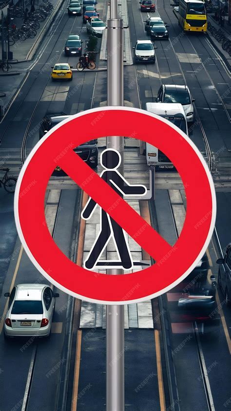 Sinal De Trânsito Proibitivo Trânsito De Pedestres Imagem Premium
