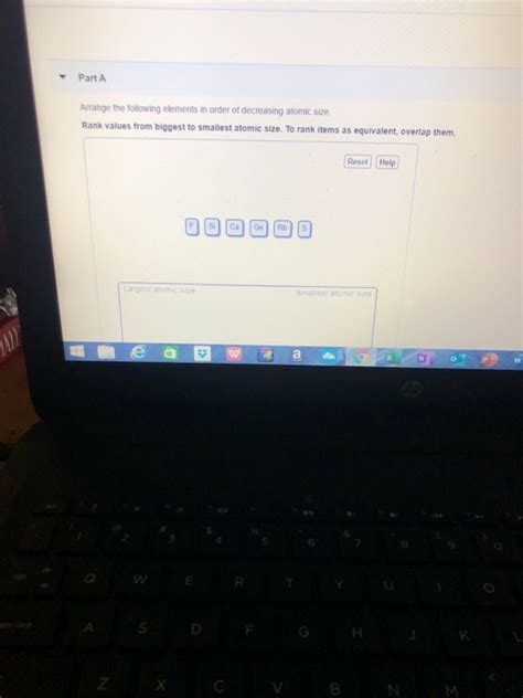 Solved Part A Arrange The Following Elements In Order Of