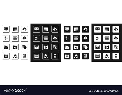 Set Cloud Technology Data Transfer Search Engine Vector Image