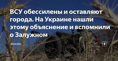 ВСУ обессилены и оставляют города На Украине нашли этому объяснение и вспомнили о Залужном