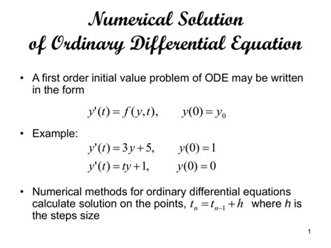 Numerical Ode Solutions Euler And Runge Kutta Methods