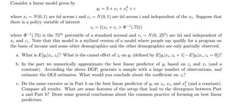 Solved Consider A Linear Model Given By Yi 3 X X} €