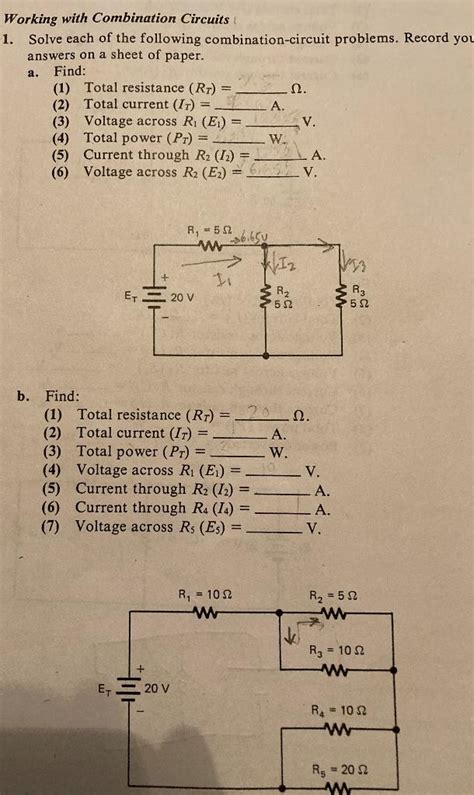 Solved A Working With Combination Circuits 1 Solve Each Of