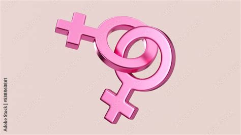 Two Female Sex Symbols On Light Pink Background Venus Symbol For Women Gender Sign Love LGBT