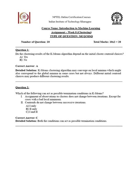 Assignment 8 Solution Pdf Cluster Analysis Theoretical Computer Science