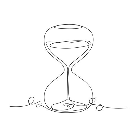 Art Line One Continuous Line Drawing Of Hourglass With Flow Sand Isolated Vector Illustration