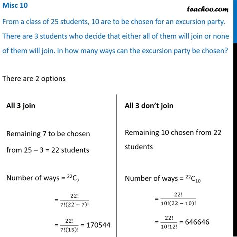Misc 10 From A Class Of 25 Students 10 Are Chosen For Excursion