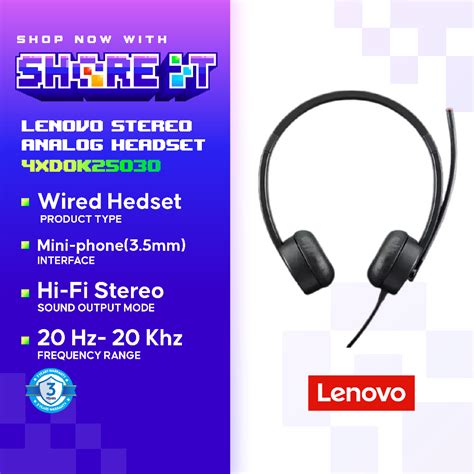 Lenovo Stereo Analog Headset Wired Headset Black Xd K Shopee Malaysia