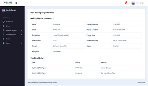 Vehicle Breakdown Assistance Management System Project Using Python