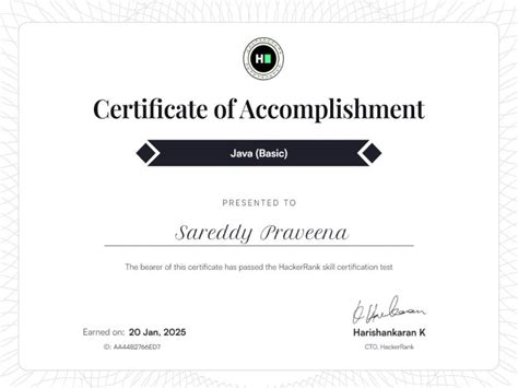 Praveena Sareddy On Linkedin Hackerrank Skillcertificate Codingjourney Professionalgrowth