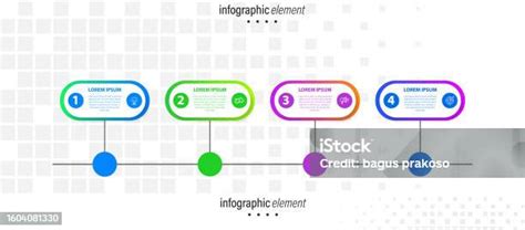 4단계가 있는 벡터 인포그래픽 화살표 템플릿입니다 웹 디자인 타임 라인 다이어그램 차트 그래프 비즈니스 프리젠 테이션에 사용할 수 있습니다 스톡 일러스트레이션 0명에 대한