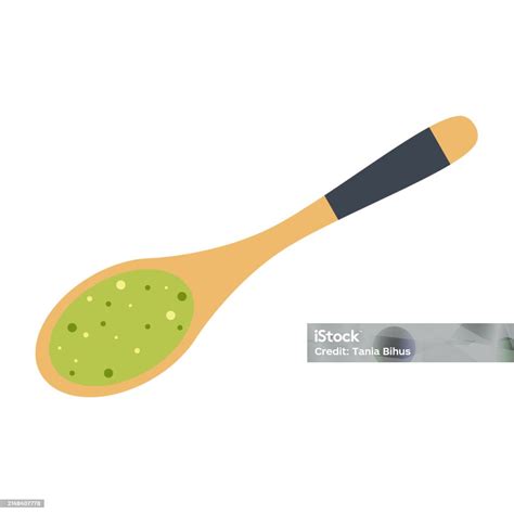 말차 녹차를 만들기 위한 가루가 든 나무 숟가락 벡터 일러스트 레이 션입니다 0명에 대한 스톡 벡터 아트 및 기타 이미지 0명 가루로 빻은 건강한 식생활 Istock