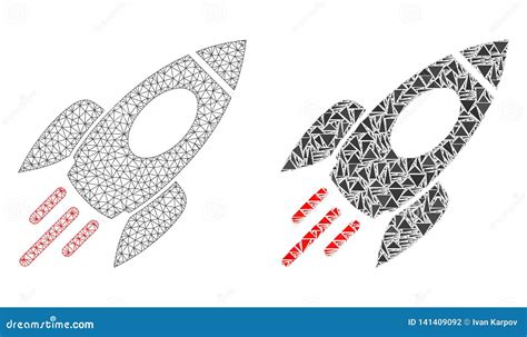 Polygonal 2d Mesh Space Rocket And Mosaic Icon Stock Vector Illustration Of Digital Missile