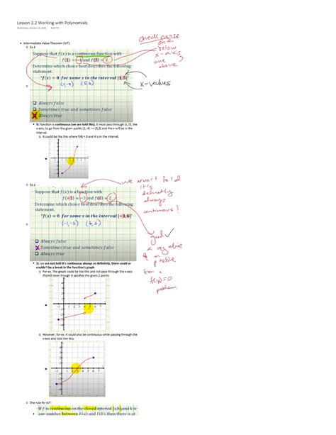 Lesson 2 2 Working With Polynomials EX EX Complex Factorization Theorem Talking Studocu
