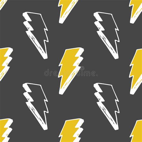 Lightning Seamless Pattern Vector Illustration Hand Drawn Sketched