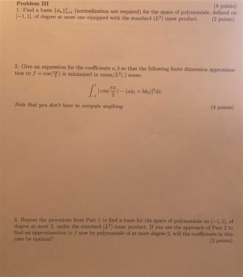 Solved Problem III Points Find A Basis On Chegg Com