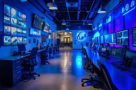 Exploring A Futuristic Control Room High Tech Monitoring System With