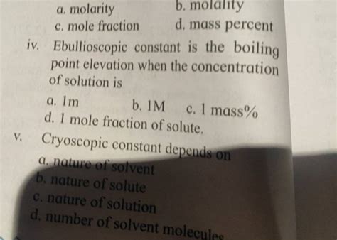 Ebullioscopic Constant Is The Boiling Point Elevation When The Concentrat