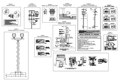 Several Details Of Electricity Installation 2d View Layout Autocad Format
