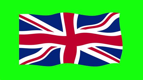 United Kingdom Waving Flag 2d Animation On Green Screen Background Looping Seamless Animation