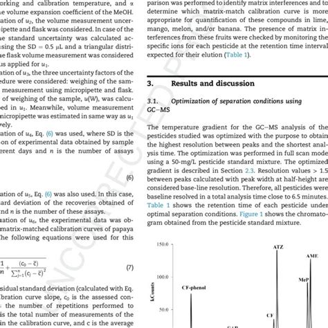 E Total Ion Chromatogram Of Standard Solution Mixture Of Pesticides