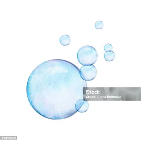 수채화는 흰색 배경에 공기나 비눗방울을 그렸다 일러스트레이션 스티커 로고 섬유 인쇄를 위한 투명한 사실적인 그림 3차원 인쇄에 대한 스톡 벡터 아트 및 기타 이미지 Istock