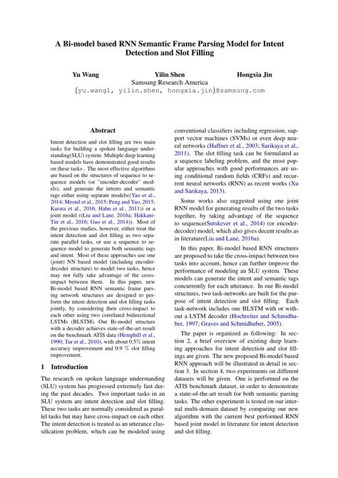 Pdf A Bi Model Based Rnn Semantic Frame Parsing Model For Intent