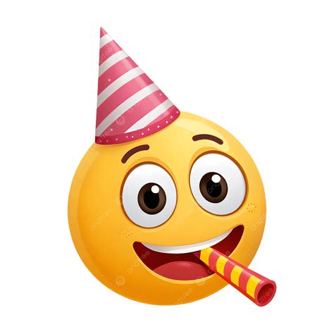 Feestemoji Met Hoed En Blower Feest Emoji Plezier Afbeelding Png Met