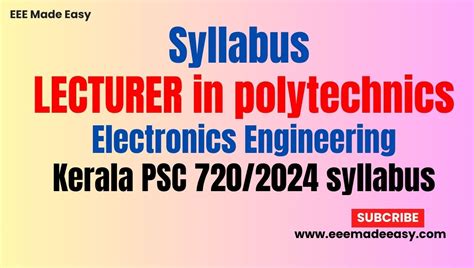 [latest] Polytechnic Lecturer Electronics Engineering Syllabus 720 2024 Syllabus Kerala Psc