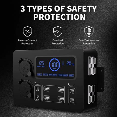 12v Dc Power Outlet Box With Usb Type C And Anderson Ports