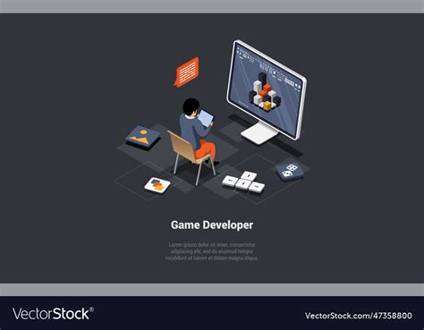 Game Development Concept Gamedev In Process Vector Image