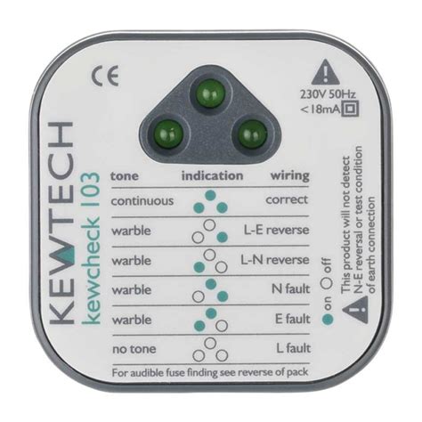 Kewtech Kewcheck 103 Mains Wiring Tester Kewcheck103 Socket Tester