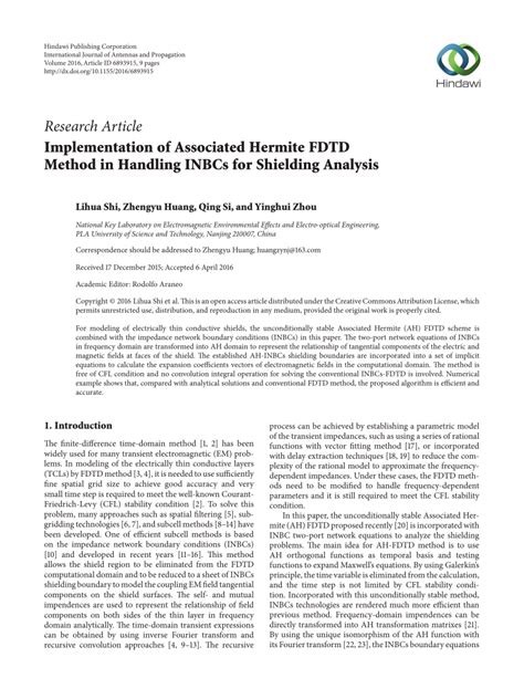 Pdf Implementation Of Associated Hermite Fdtd Method In Handling Inbcs For Shielding Analysis