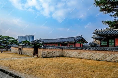 Edificios De Arquitectura Del Palacio Tradicional Gyeongbokgung En Seúl