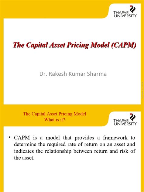 Lecture 14 15 Capm Pdf Capital Asset Pricing Model Beta Finance