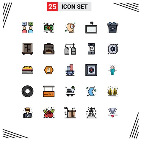 25 Thematic Vector Filled Line Flat Colors And Editable Symbols Of Wall Mount Dollar Process