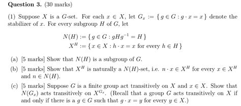 Solved 1 Suppose X Is A G Set For Each X∈x Let