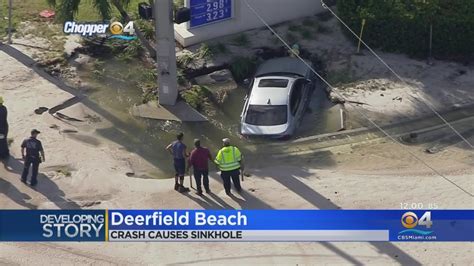 Sinkhole Forms After Deerfield Beach Car Crash Youtube