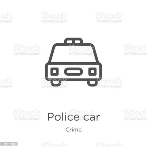 범죄 수집에서 경찰 자동차 아이콘 벡터입니다 얇은 라인 경찰 차 개요 아이콘 벡터 일러스트 레이 션입니다 웹 사이트 디자인 및 모바일 앱 개발을 위한 개요 얇은 라인 경찰