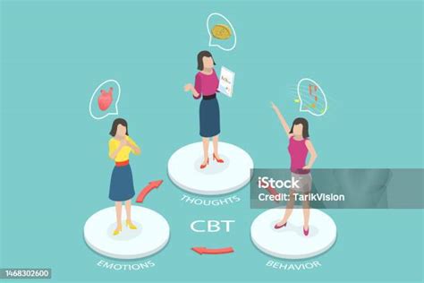 인지 행동 치료로서의 Cbt의 3d 아이소메트릭 플랫 벡터 개념적 그림 요법에 대한 스톡 벡터 아트 및 기타 이미지 요법